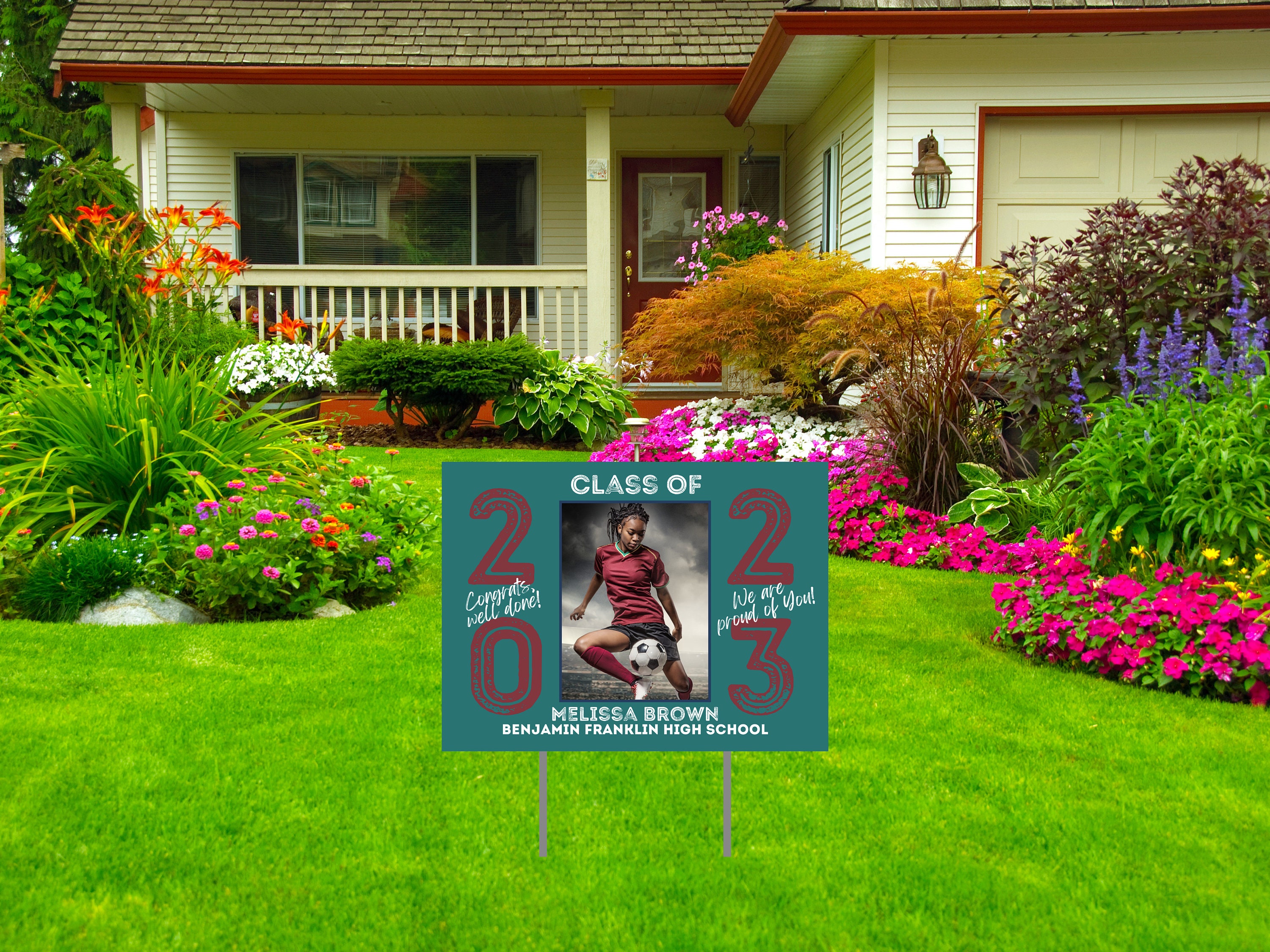 Athletic Grad Yard Sign Template - Graduation Sign, Editable Digital ...