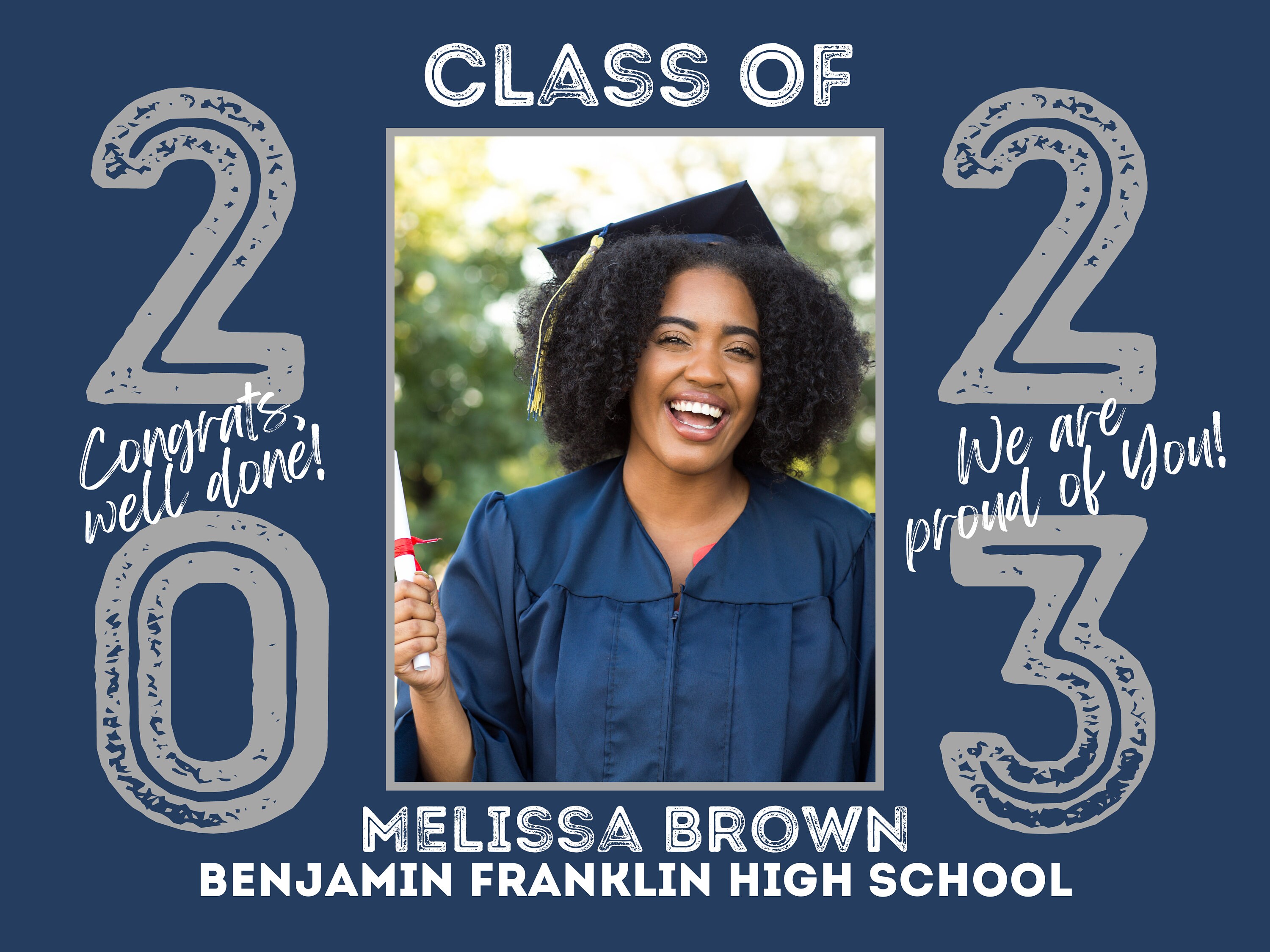 Athletic Grad Yard Sign Template - Graduation Sign, Editable Digital ...
