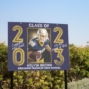 Athletic Grad Yard Sign Template - Graduation Sign, Editable Digital ...