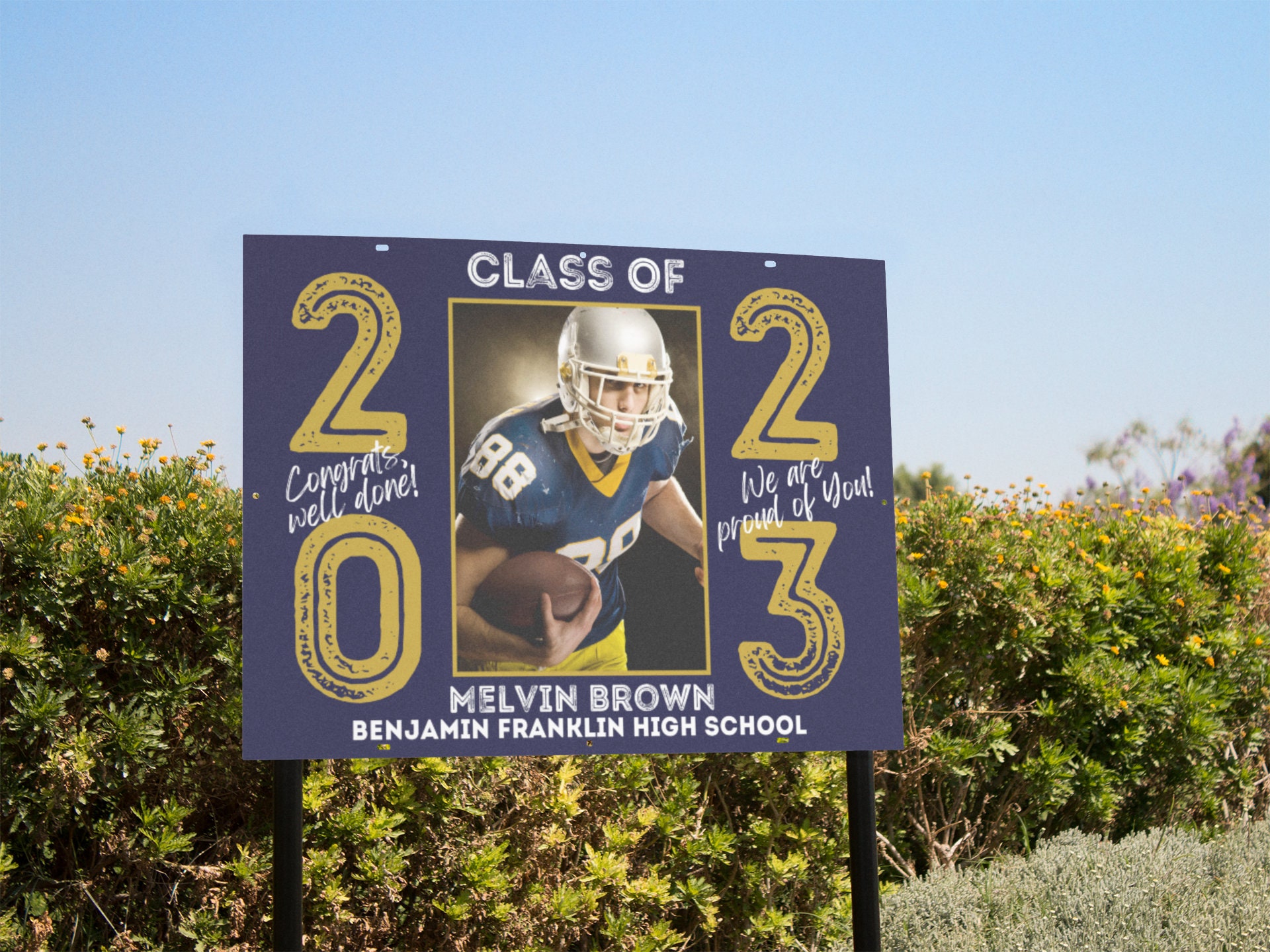 Athletic Grad Yard Sign Template - Graduation Sign, Editable Digital ...