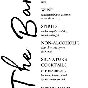 Fabric Bar Menu for Wedding - Etsy