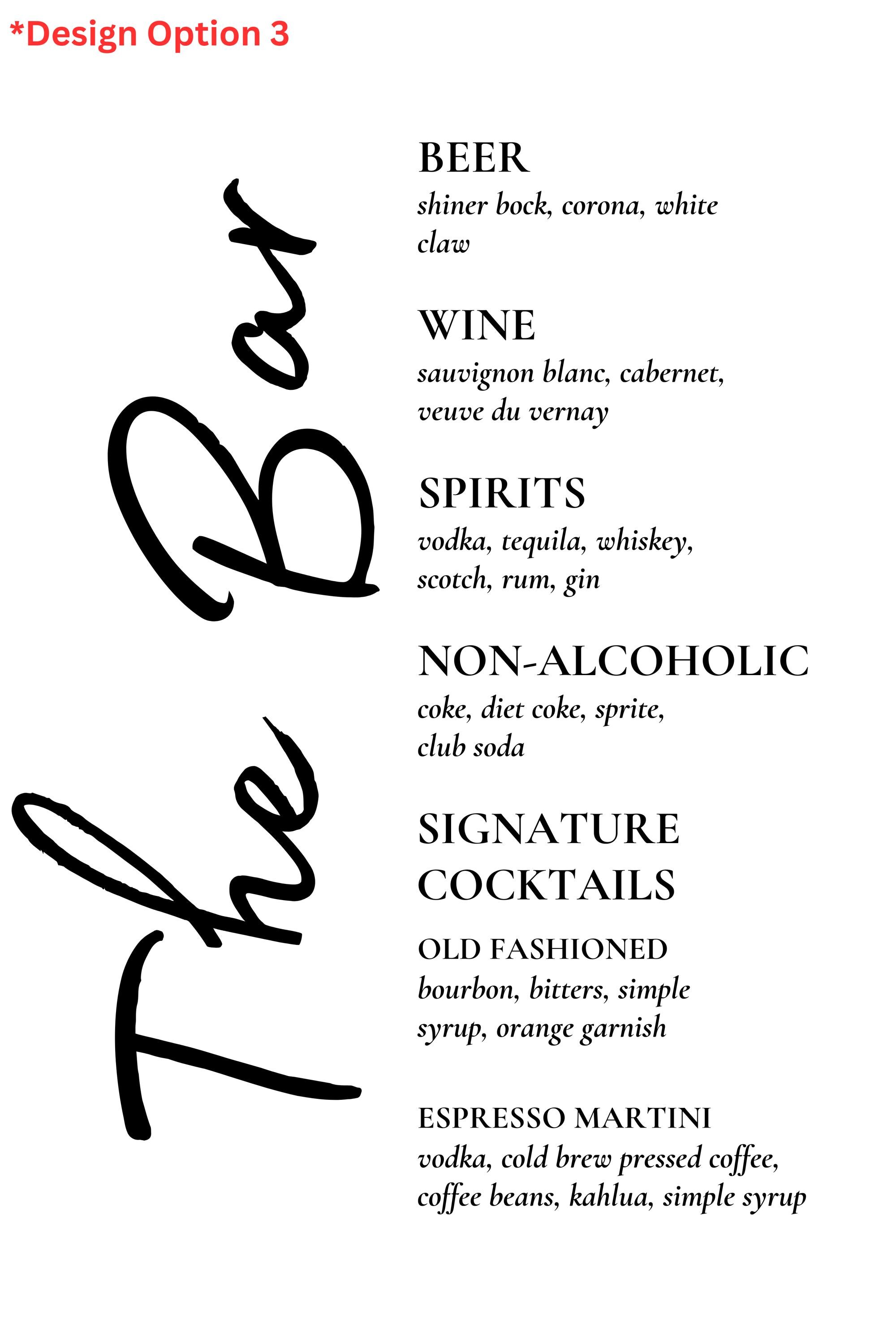 Fabric Bar Menu for Wedding - Etsy