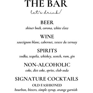 Fabric Bar Menu for Wedding - Etsy