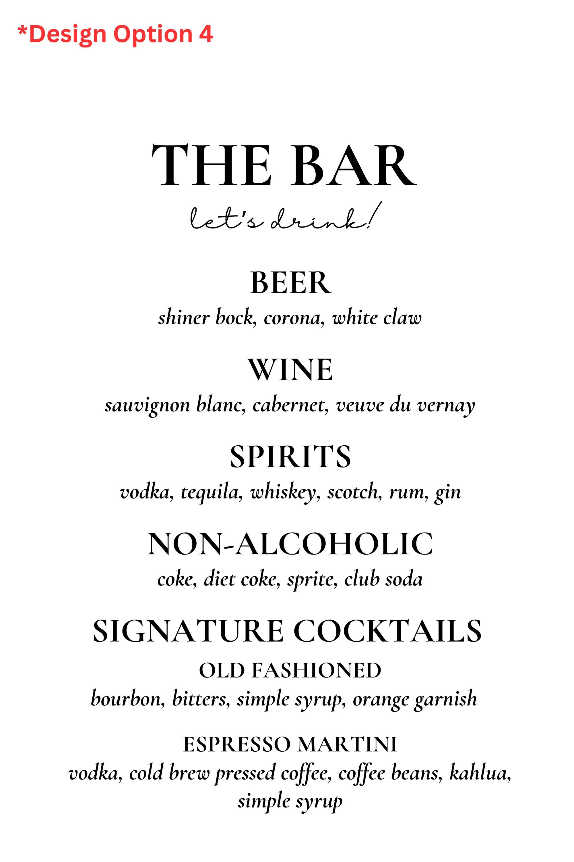 Fabric Bar Menu for Wedding - Etsy