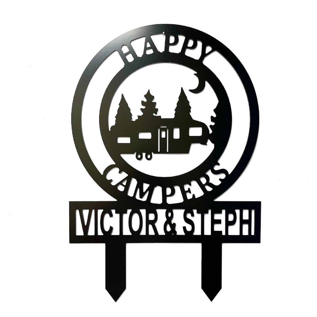 Camp Sign - Happy Camper 14" Yard/garden/campground Decor W/ Stakes ...