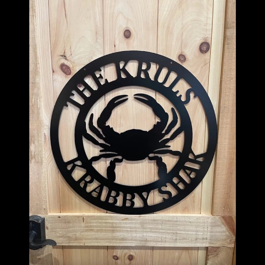 Crab Decor - Nautical Beach Ocean Sign - Hanging Welcome Address or ...