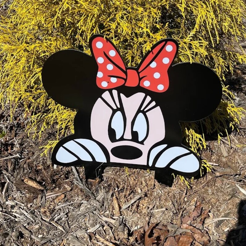 Mickey & Minnie Mouse Peeking Yard Decor Garden Landscaping - Etsy
