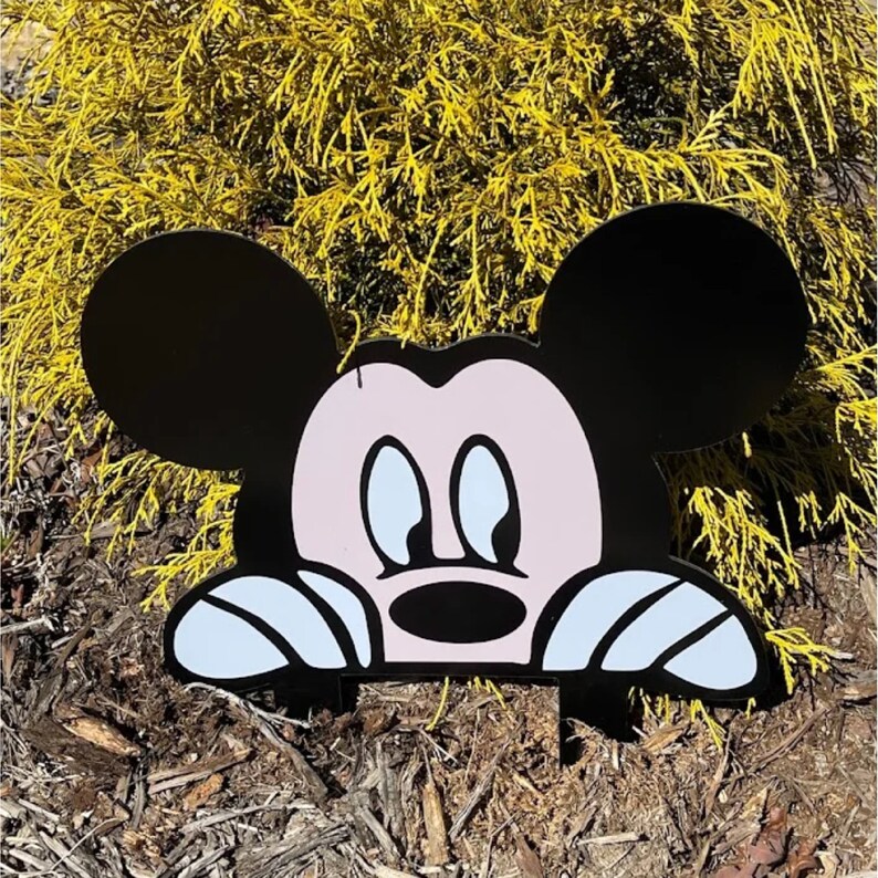 Mickey & Minnie Mouse Peeking Yard Decor Garden Landscaping - Etsy