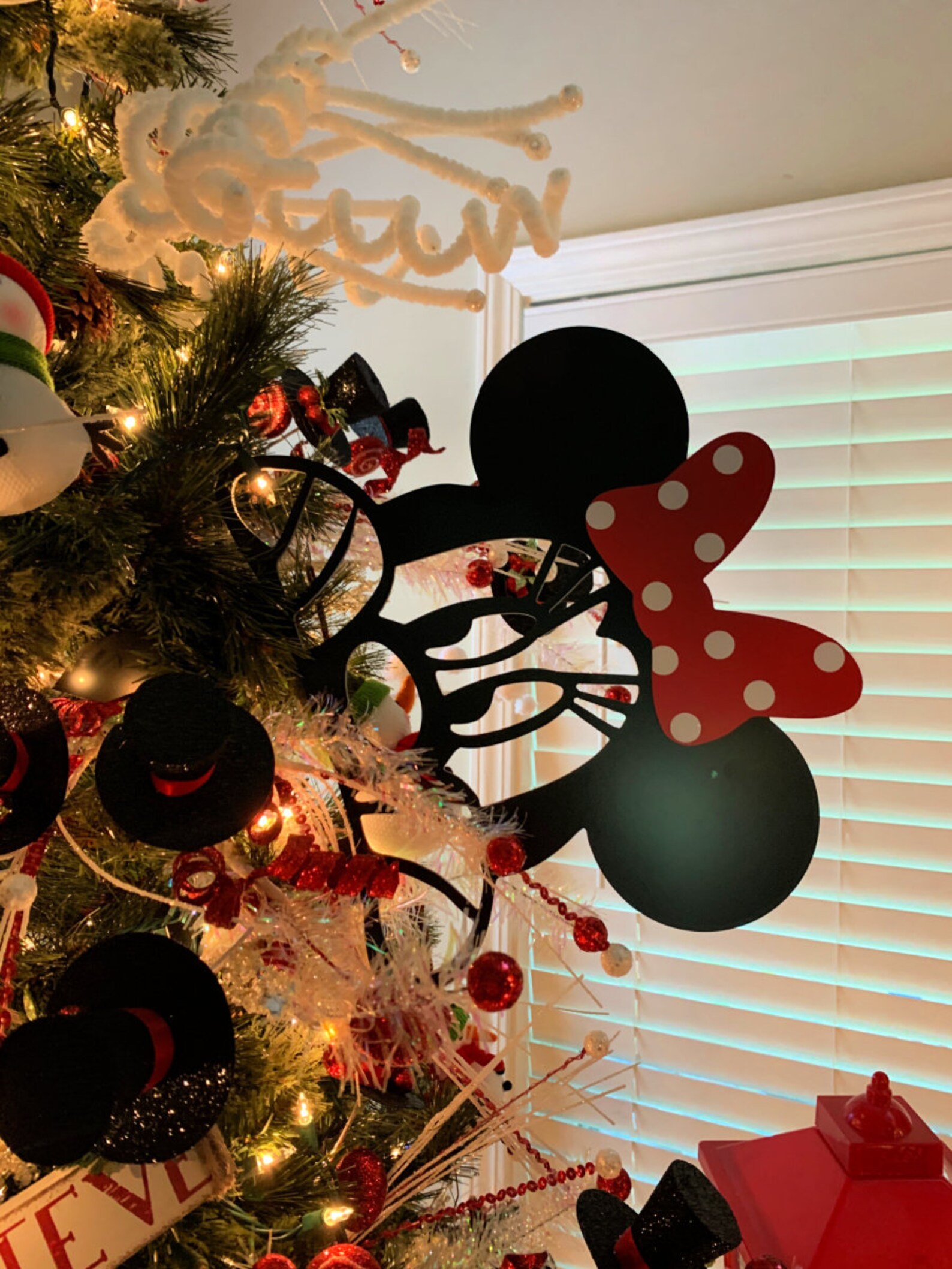 Mr Mouse & Miss Mouse Tree Topper | Peeking Christmas Tree Decor ...