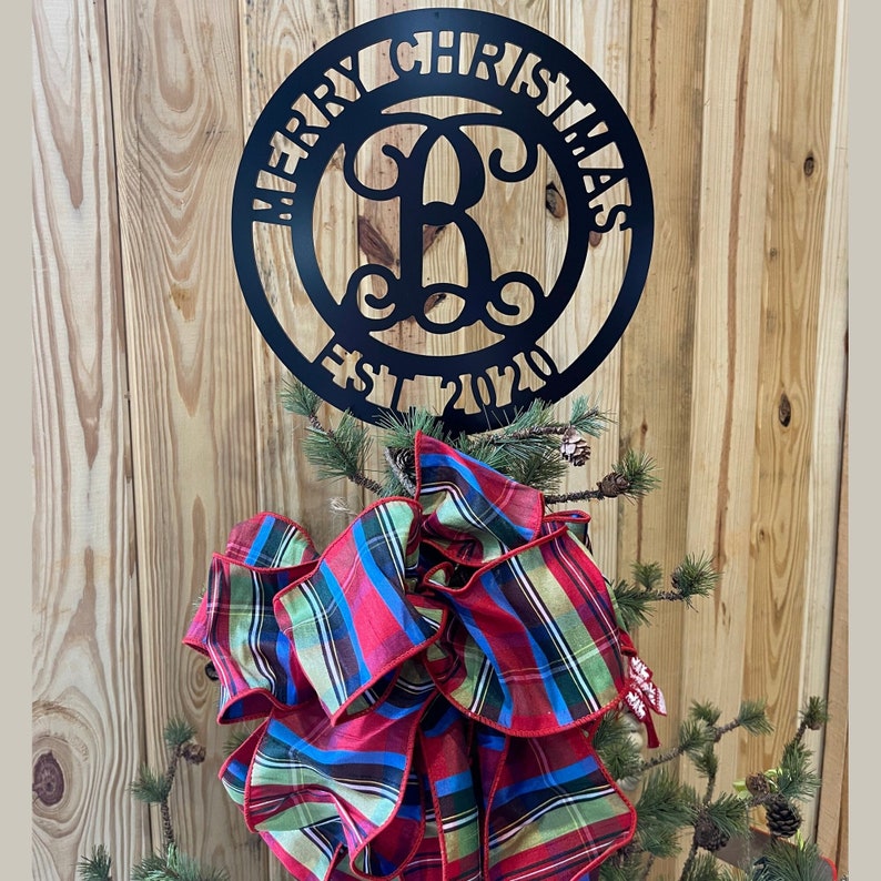 Merry Christmas Personalized Monogram Tree Topper Family - Etsy