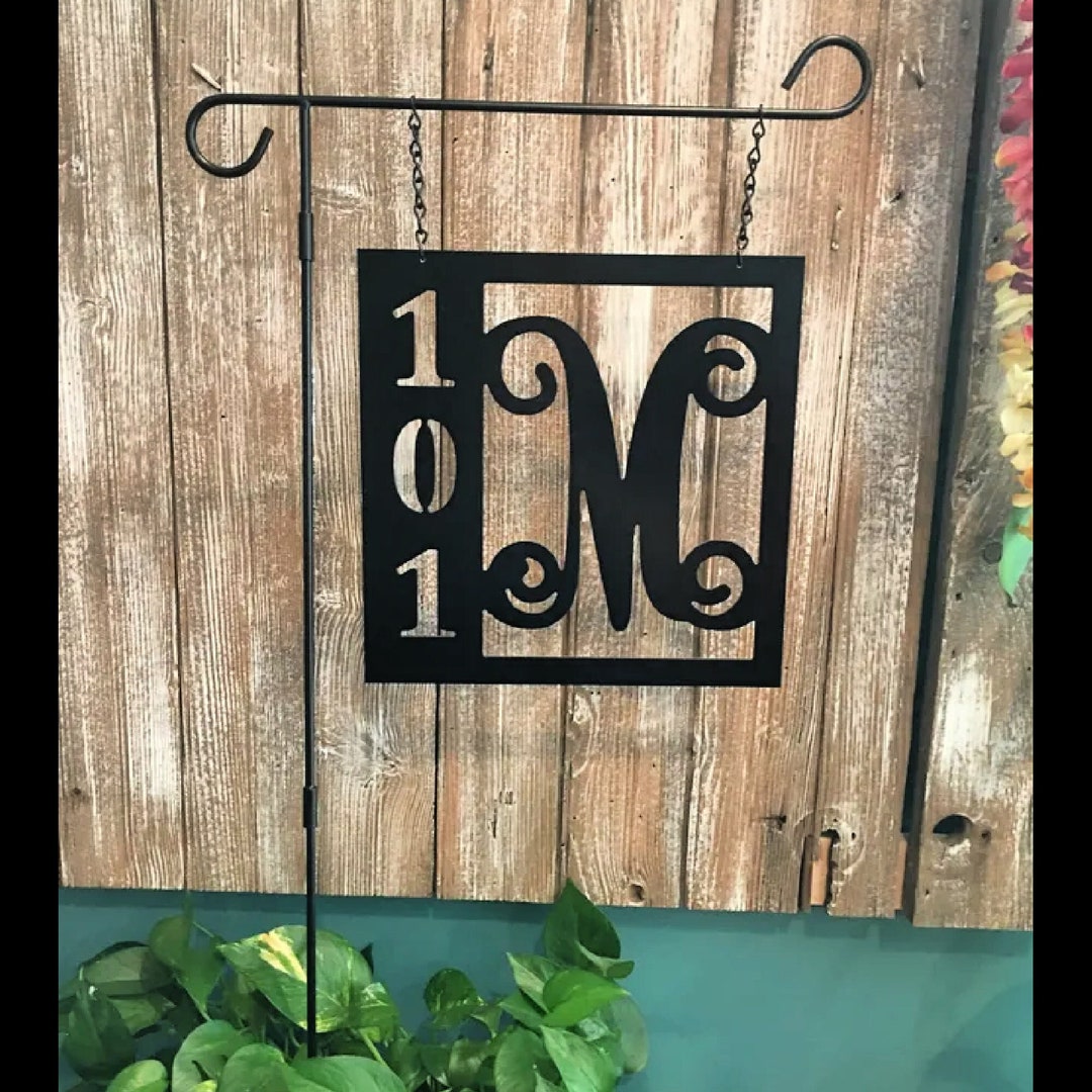 House # Address Sign | Family Initial - Porch, Front Door, Yard, Lamp ...