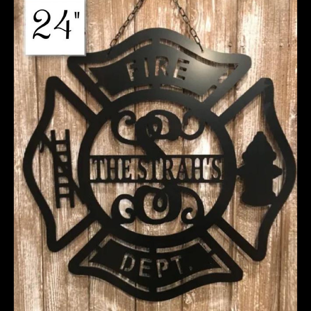 Fireman Signs - 24" Personalized Fire Department Wall Decor - Fire ...