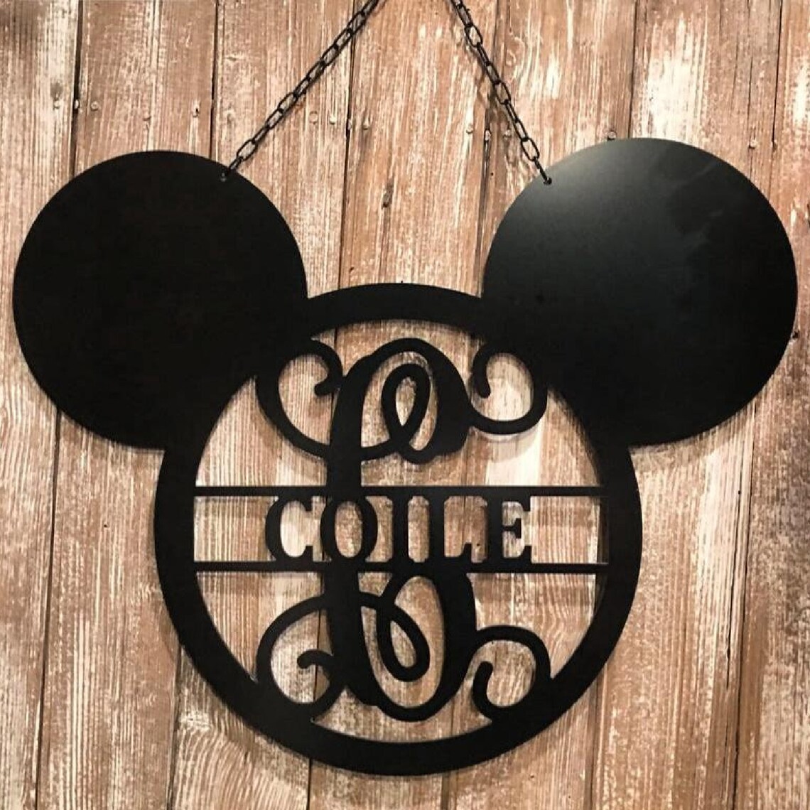 Mickey Silhouette Family Name Monogram Initial Wall/door | Etsy