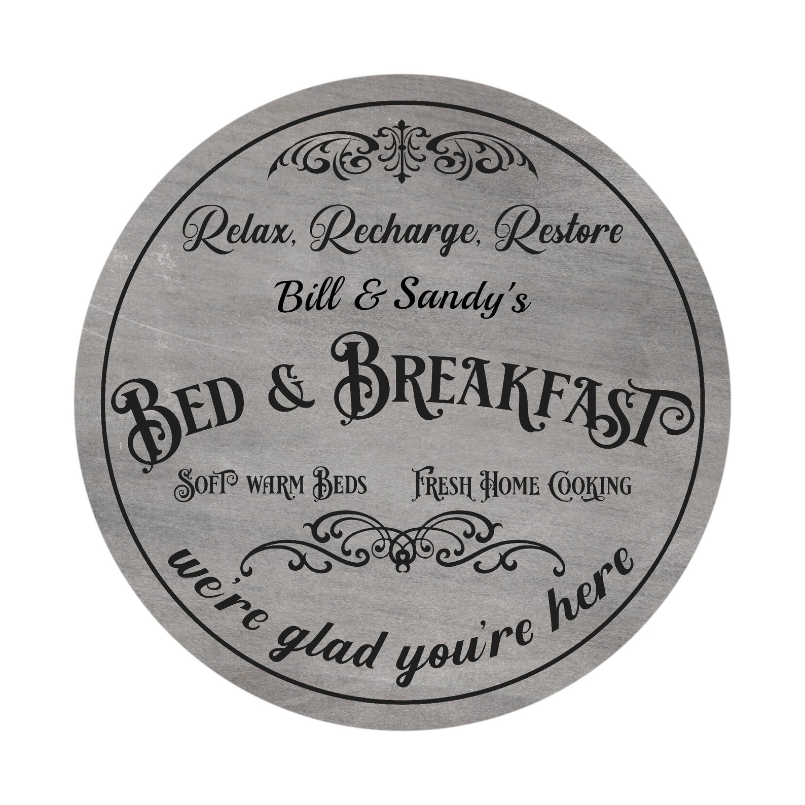 Bed & Breakfast - Personalized Signs | Rustic Gray Slate or Whitewash ...