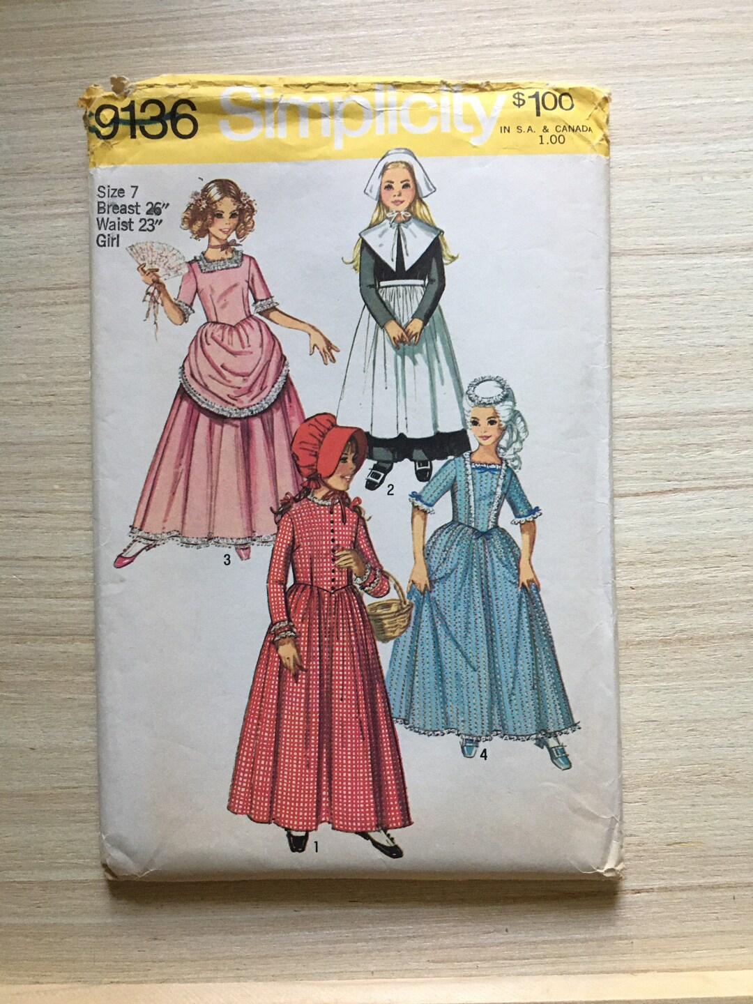 Simplicity 9136 Size 7 Childs and Girls Puritan, Centennial, 18th and ...