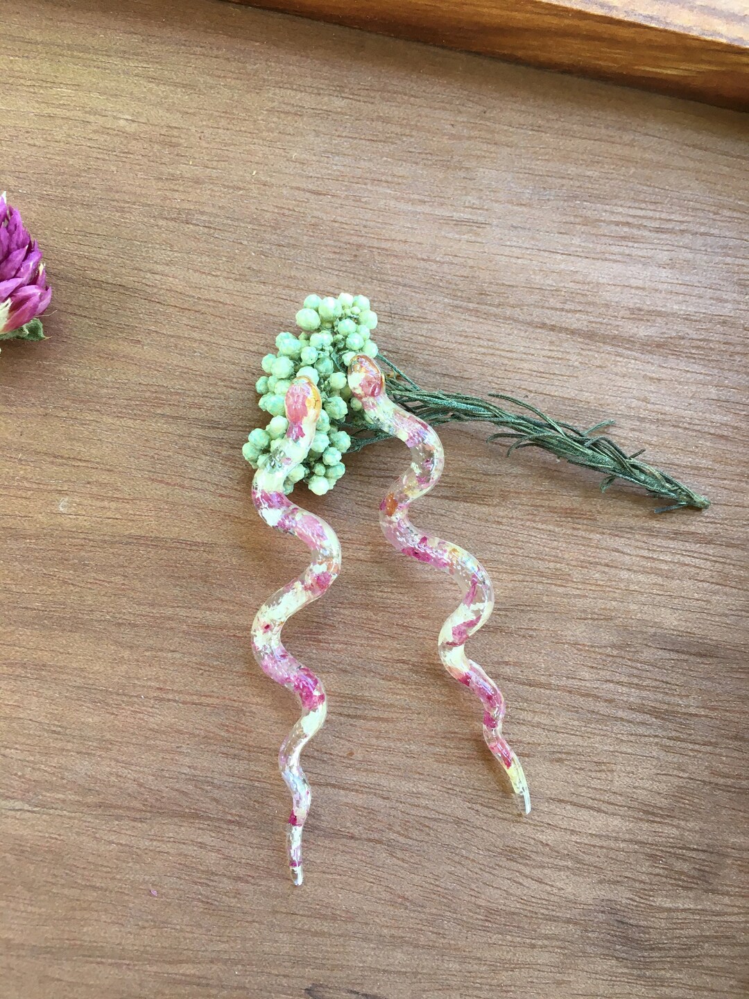 Floral Peach Blossom and Jasmine Snake With Scales Resin - Etsy