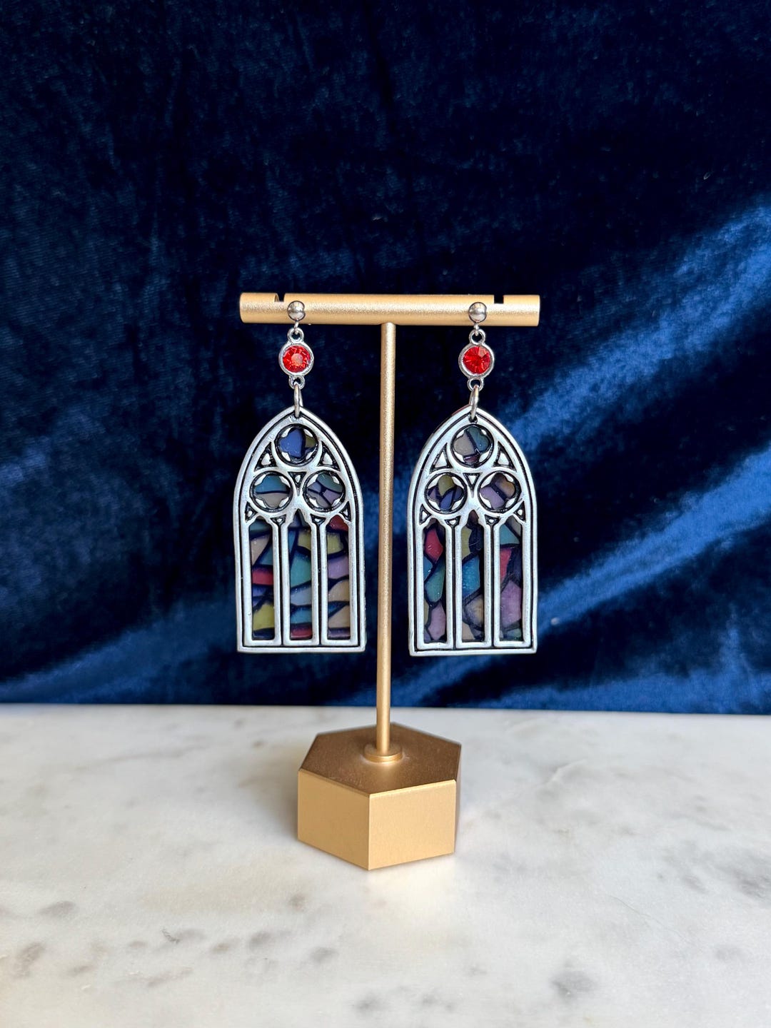 Stained Glass Window Earrings- Gothic Fantasy Earrings- Handmade ...