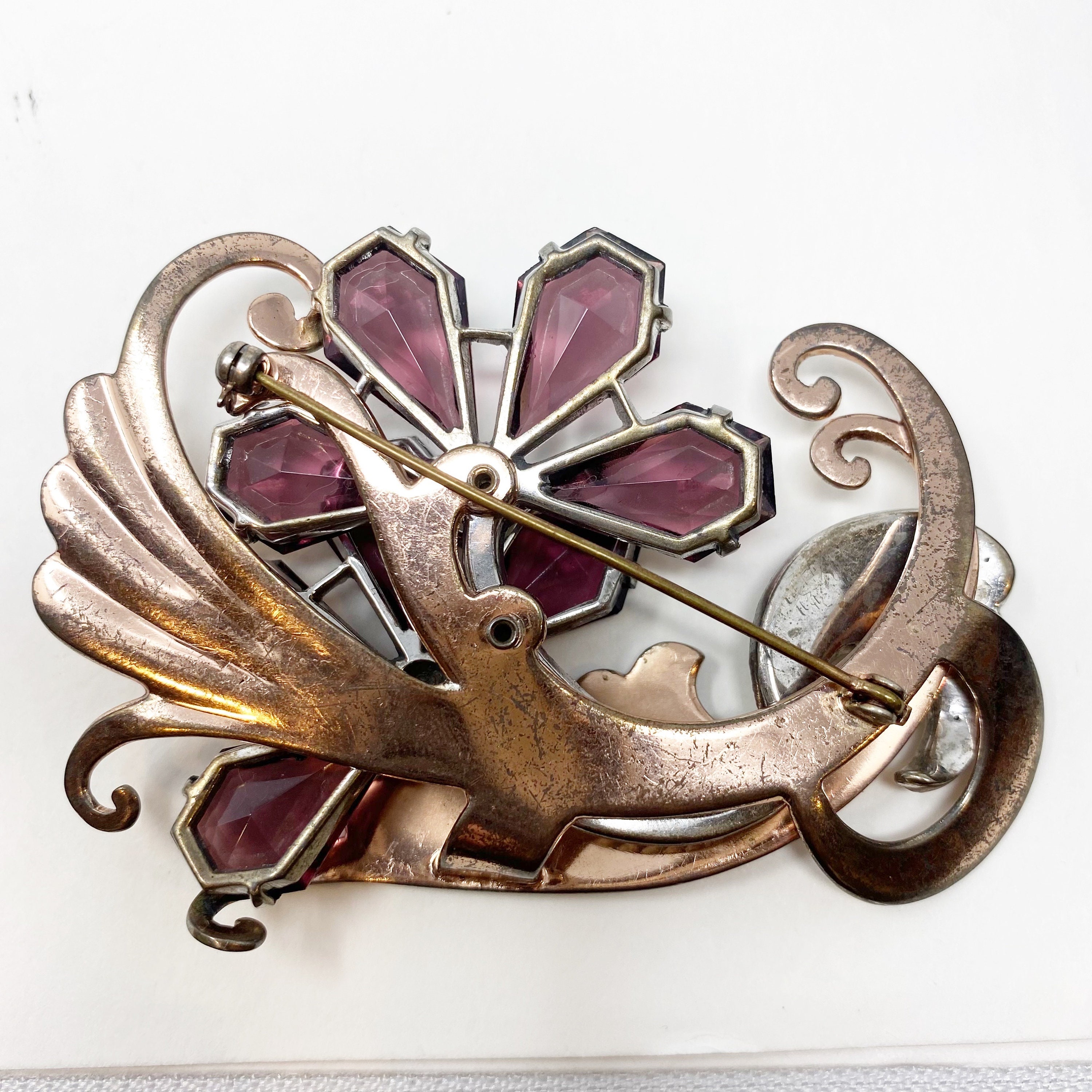 802 Vintage 40’s Large Amethyst Brooch Purple Stone Pin - Etsy