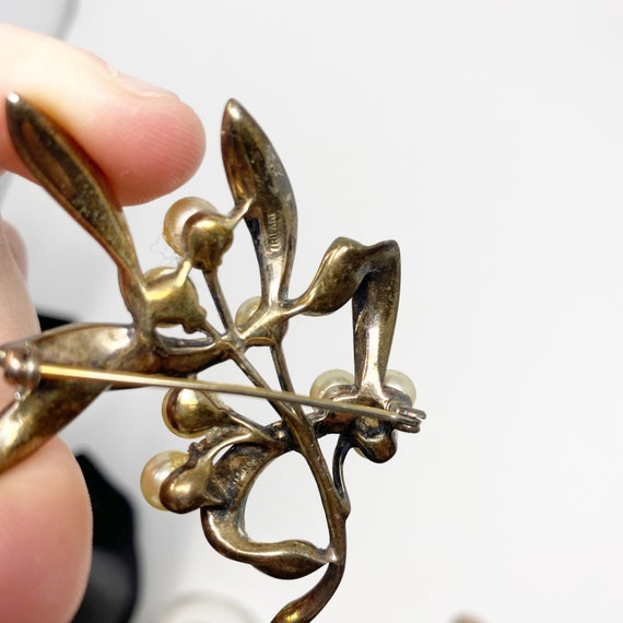 428 Alfred Philippe Trifari Sterling Mistletoe Brooch… - Gem
