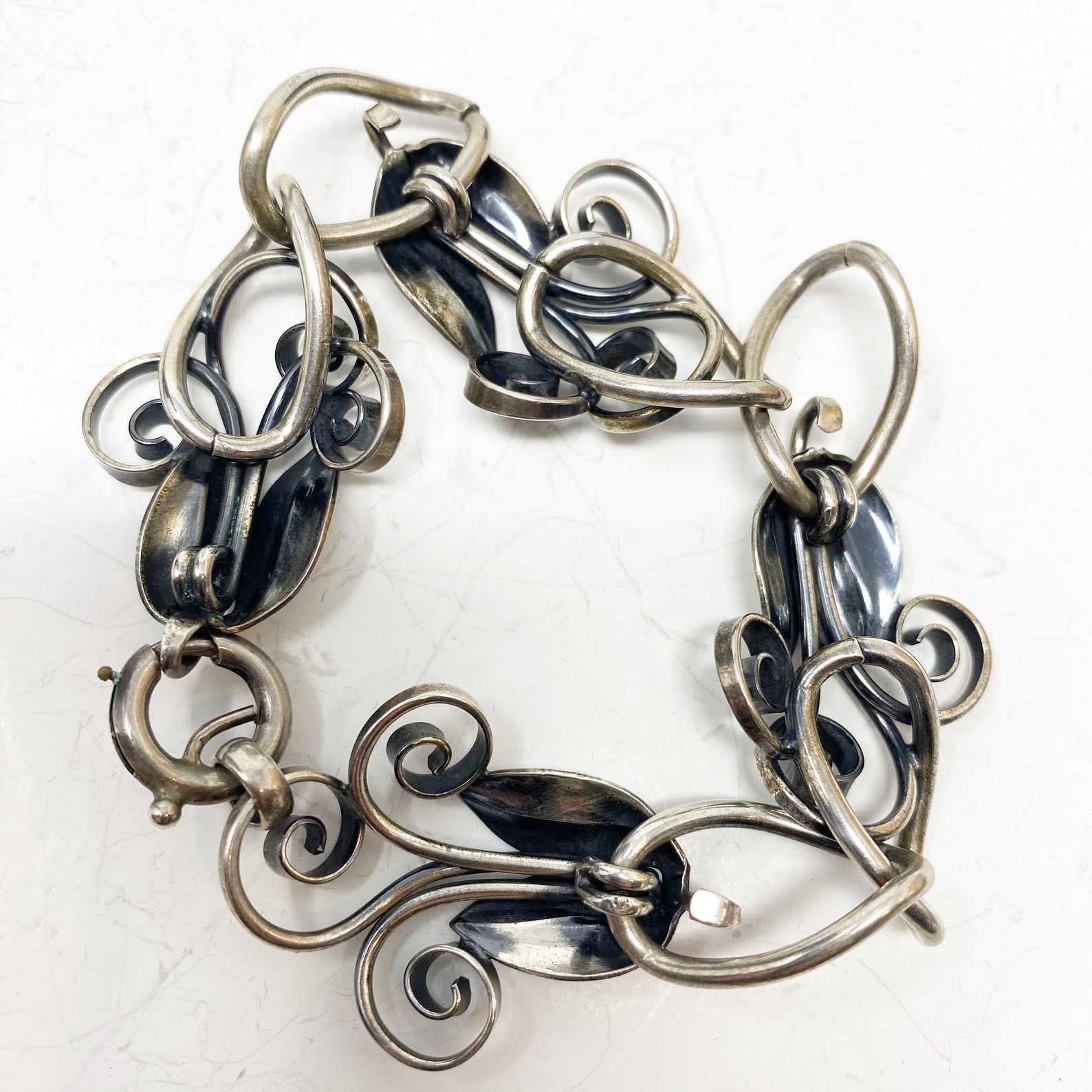 190 Vintage Napier Sterling Silver Leaves Bracelet and Earrings Jewelry ...