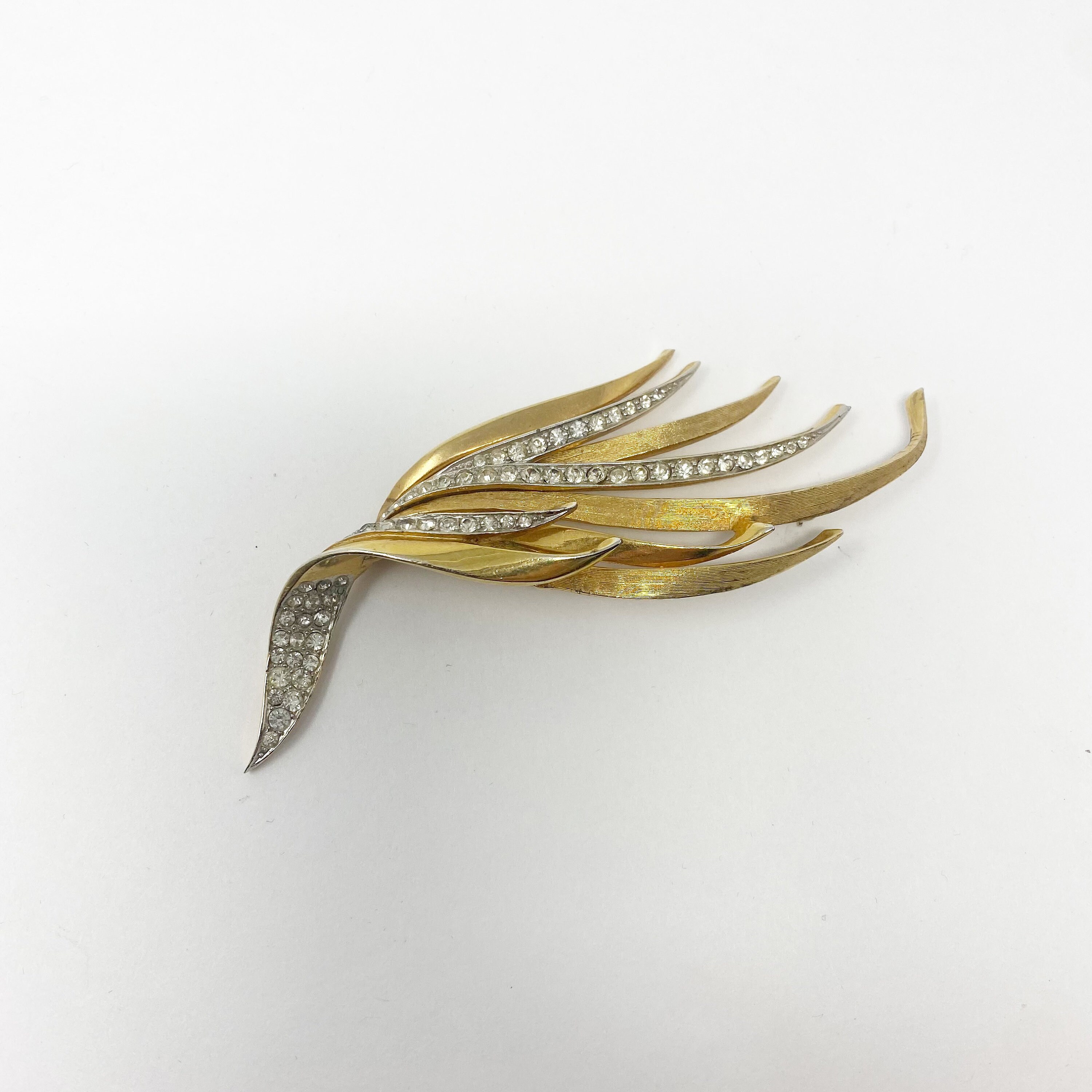 470 Vintage Marcel Boucher Gold Plated Metal, Pave Rhinestone Brooch ...