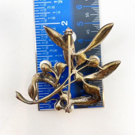 428 Alfred Philippe Trifari Sterling Mistletoe Brooch… - Gem