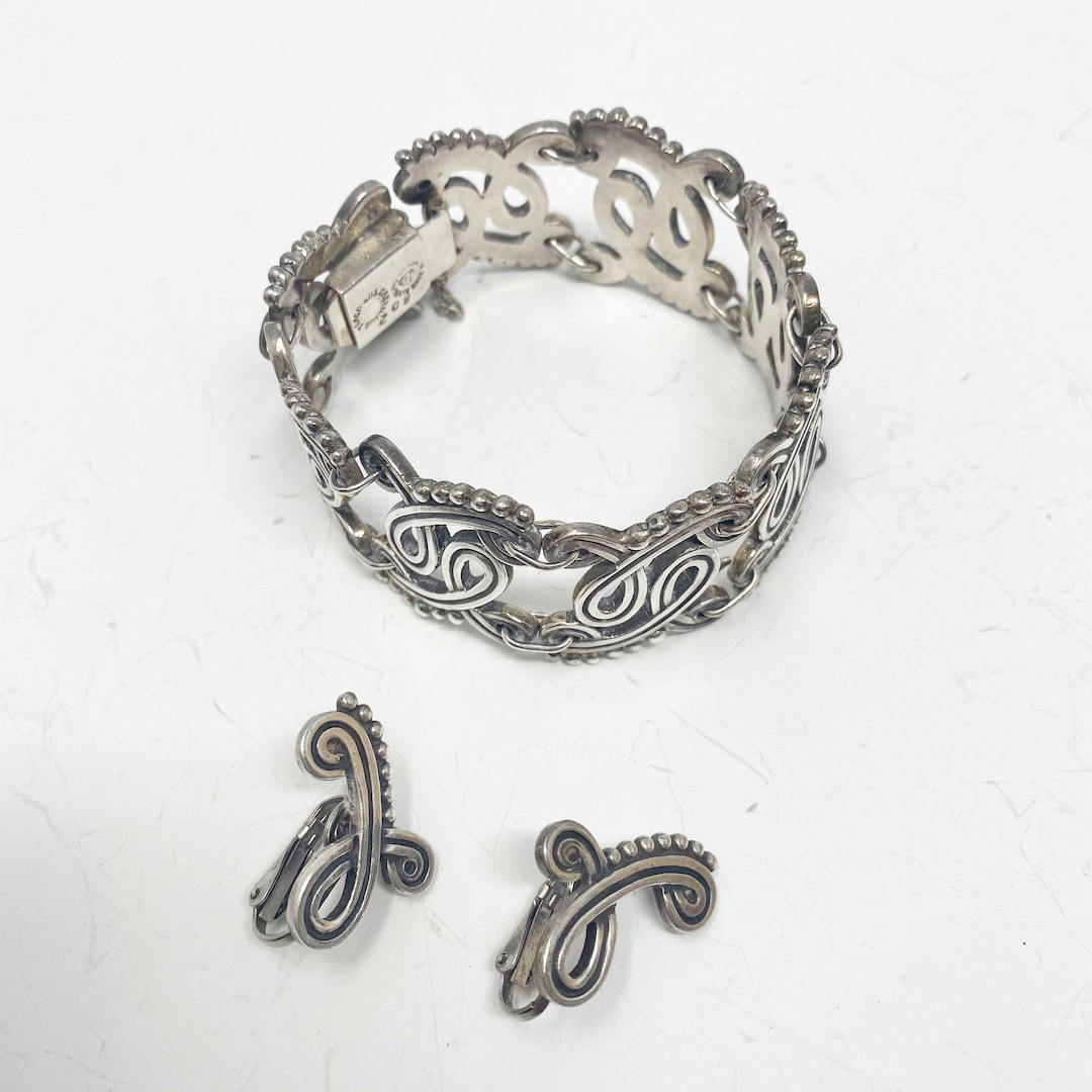 102 Los Castillo 802 Taxco Silver Bracelet and Earrings Jewelry Set - Etsy