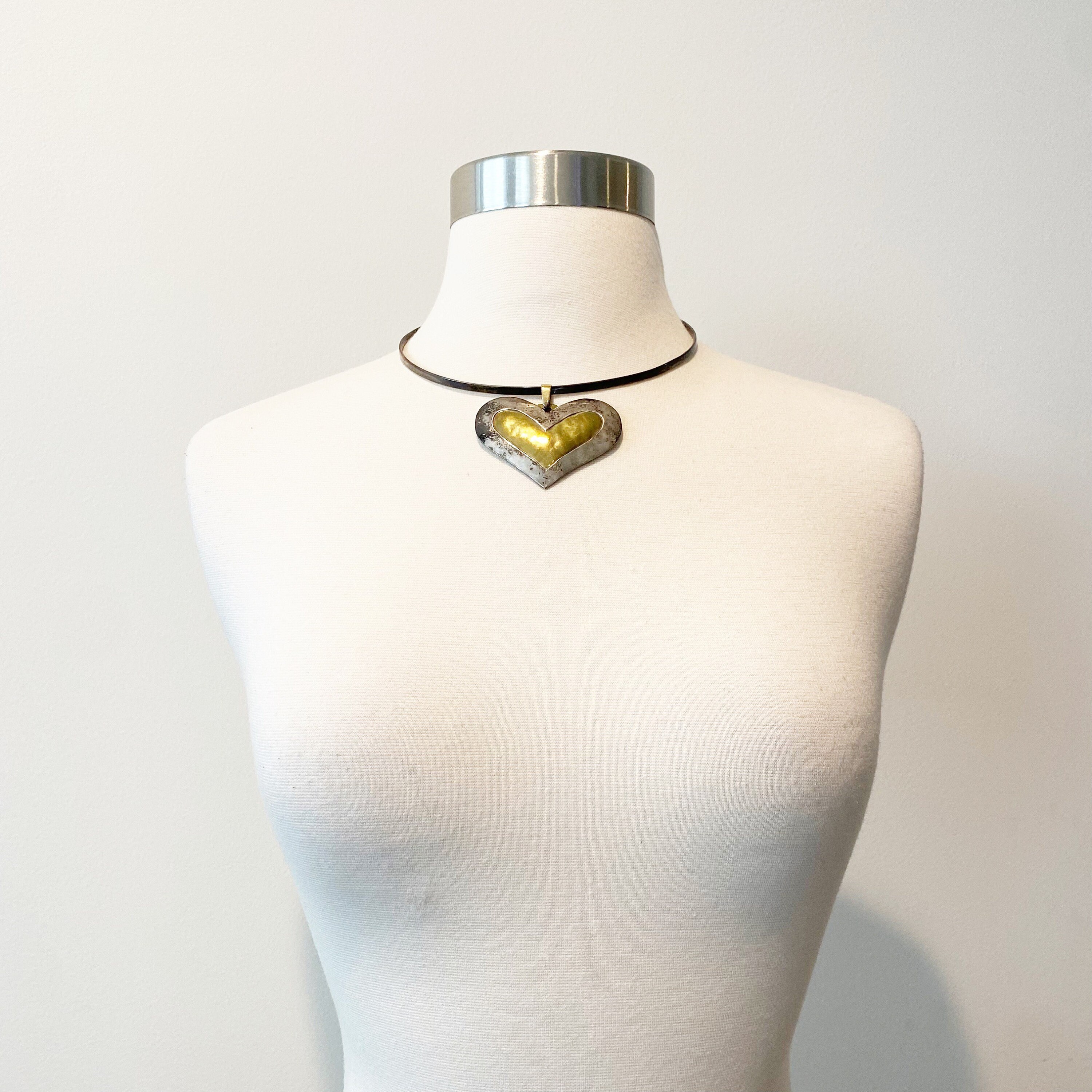 693 Vintage Jeep Collins JBC Sterling Silver and Brass Heart Pendant ...