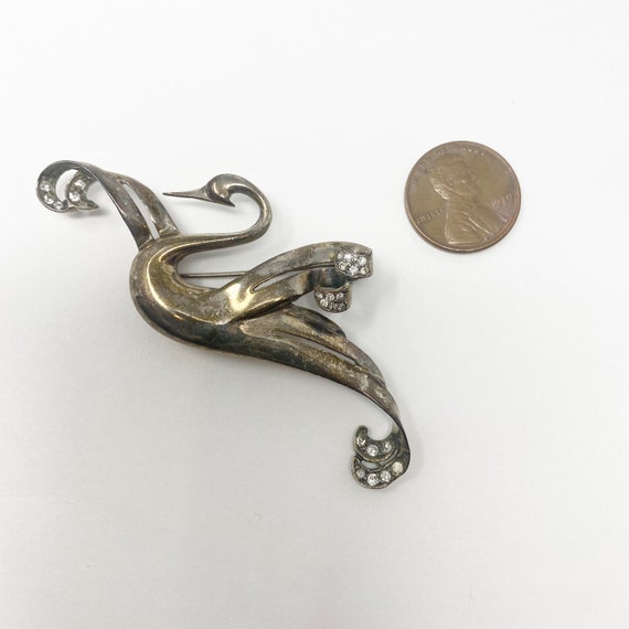 458 Vintage Marcel Boucher silver swan bird brooch 19… - Gem