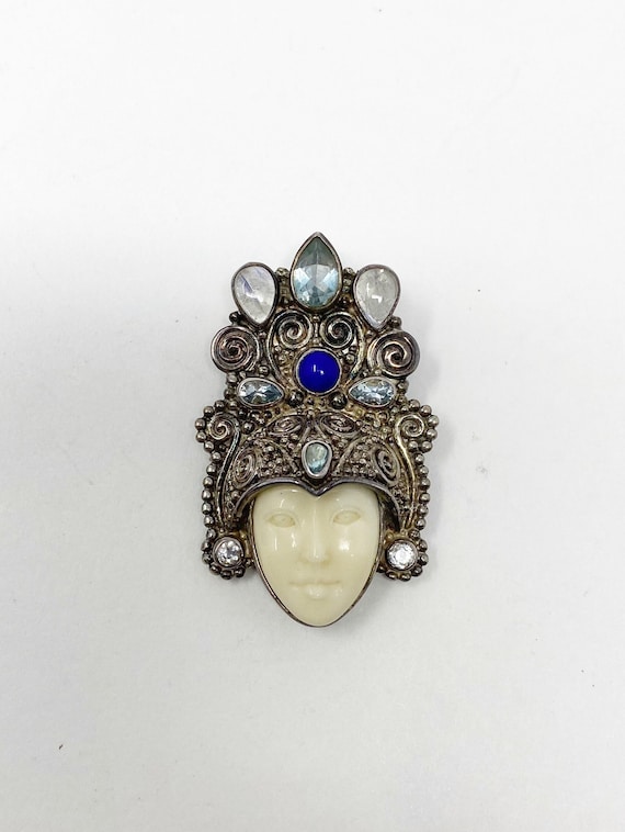 403 Vintage Sajen sterling silver goddess pendant/bro… - Gem