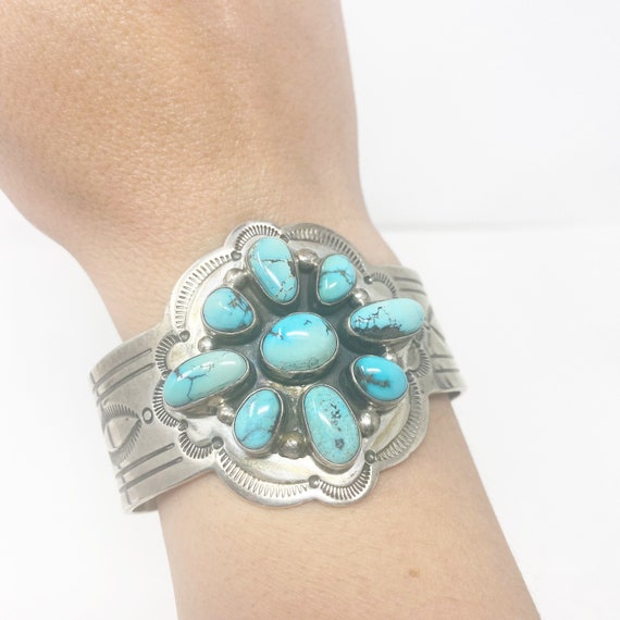 651 Vintage Ray Bennett Navajo Silver And Turquoise C… - Gem