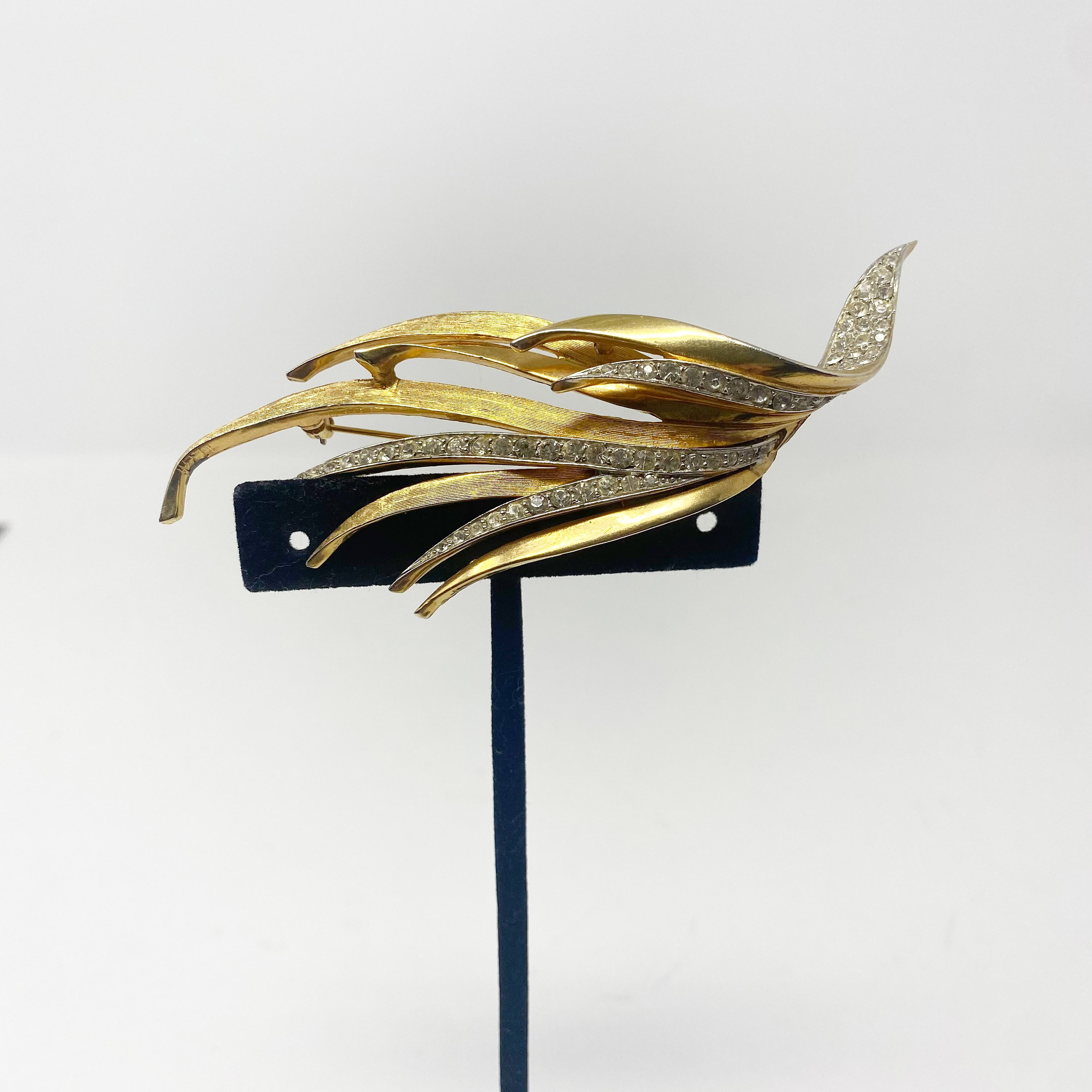 470 Vintage Marcel Boucher Gold Plated Metal, Pave Rhinestone Brooch ...