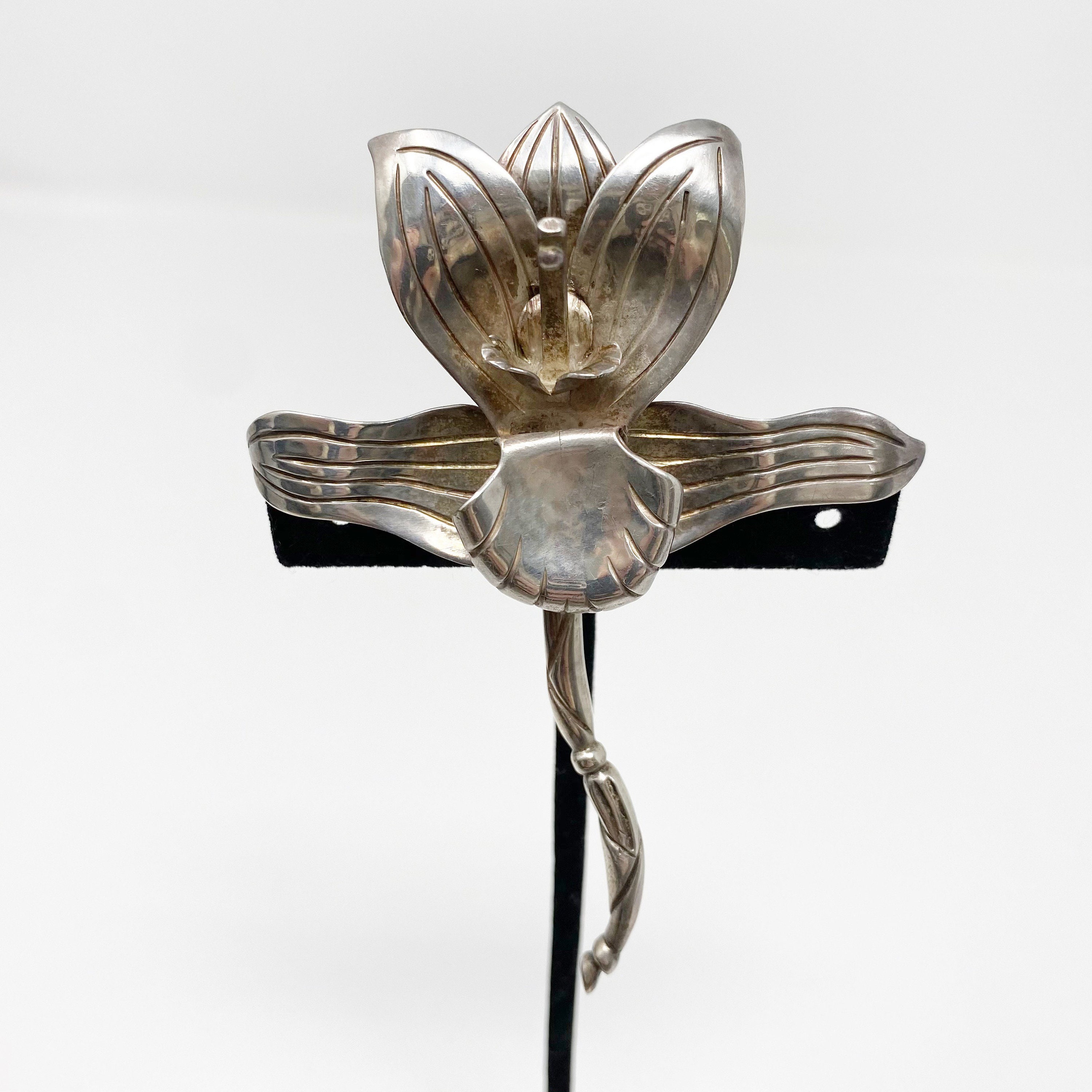 234 Vintage Taxco Coro Silver Orchid Brooch / Pin - Etsy