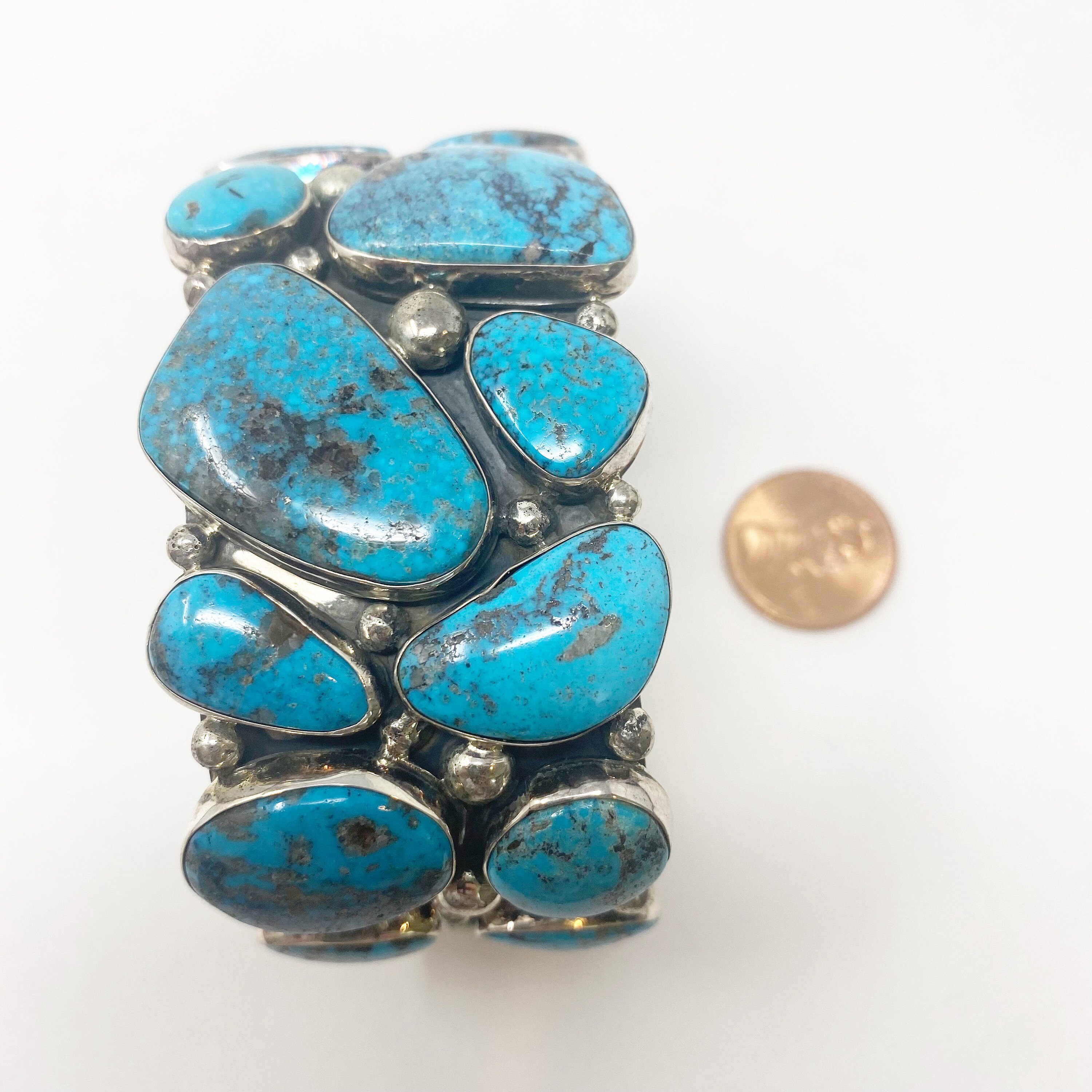 635 Nakai Navajo BB Turquoise Silver Cuff Bracelet Native American - Etsy