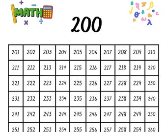 Printable 1 to 200 Number Chart ⦁ A4, A5, Half-letter, Letter Sizes ⦁ Minimalist Printable ...