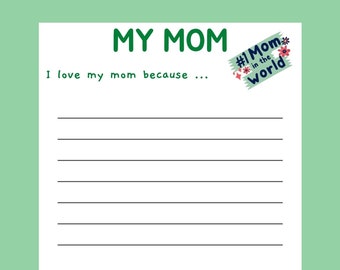 I Love Mom Because Printable - Etsy