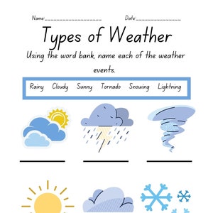 Weather Activity Book ( Digital , Printable, 6 Pages) - Etsy