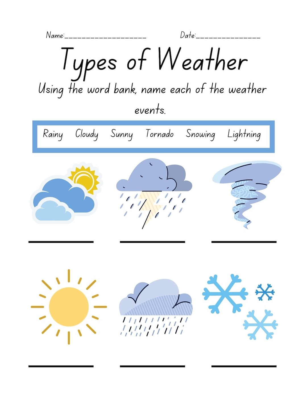 Weather Activity Book ( Digital , Printable, 6 Pages) - Etsy