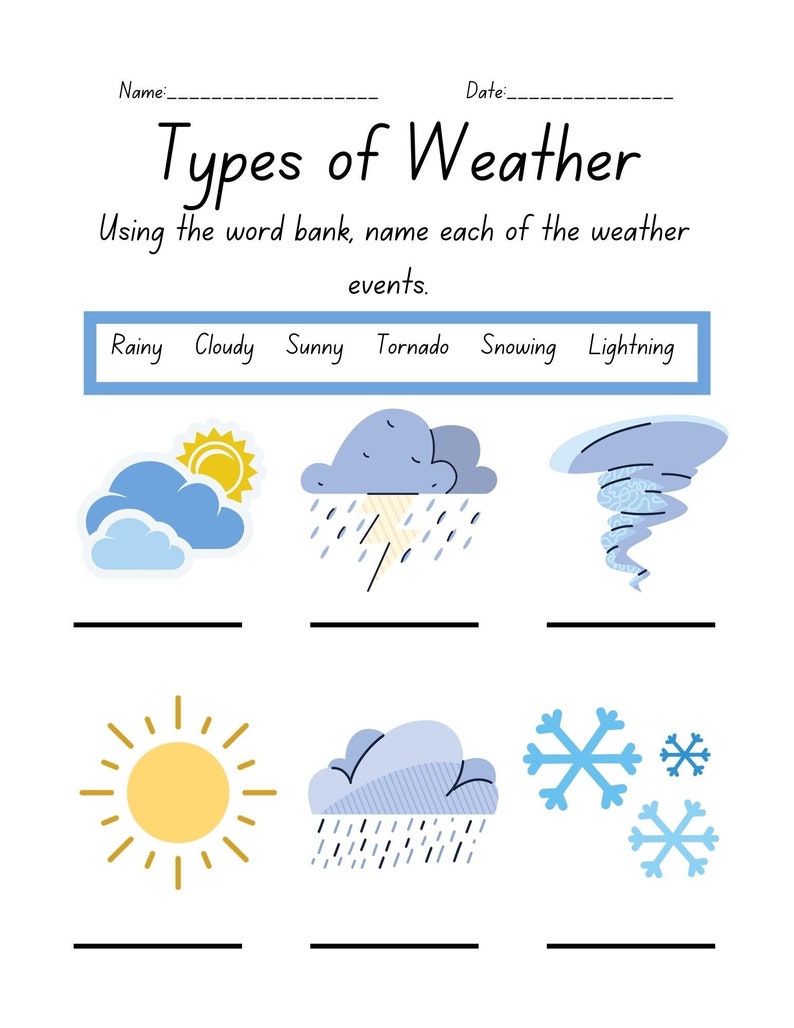 Weather Activity Book ( Digital , Printable, 6 Pages) - Etsy