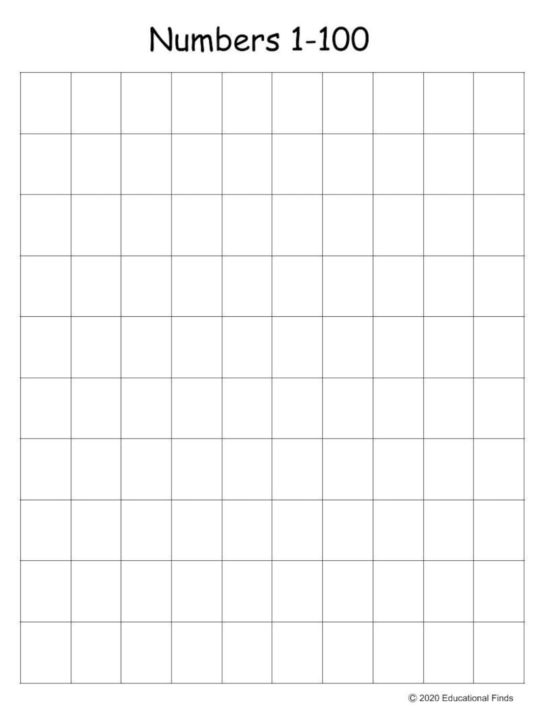 Numbers 1-100, Blank Hundred Charts, Homeschool, Classroom, Print, Set ...