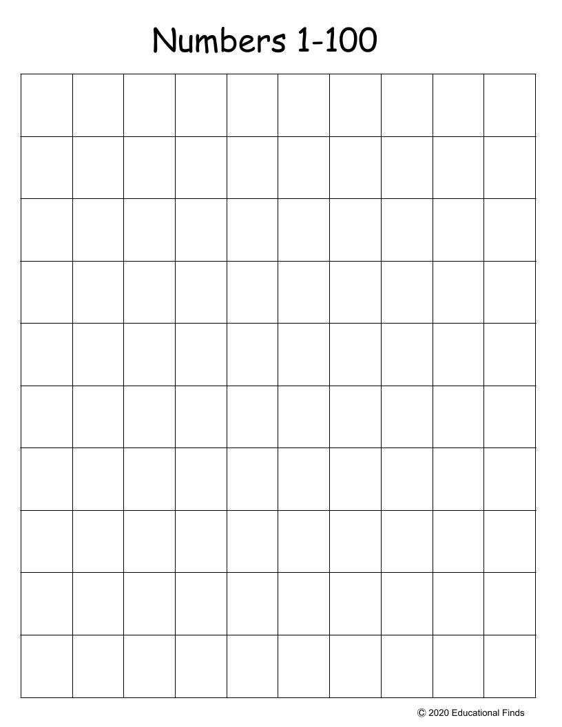 Numbers 1-100, Blank Hundred Charts, Homeschool, Classroom, Print, Set ...
