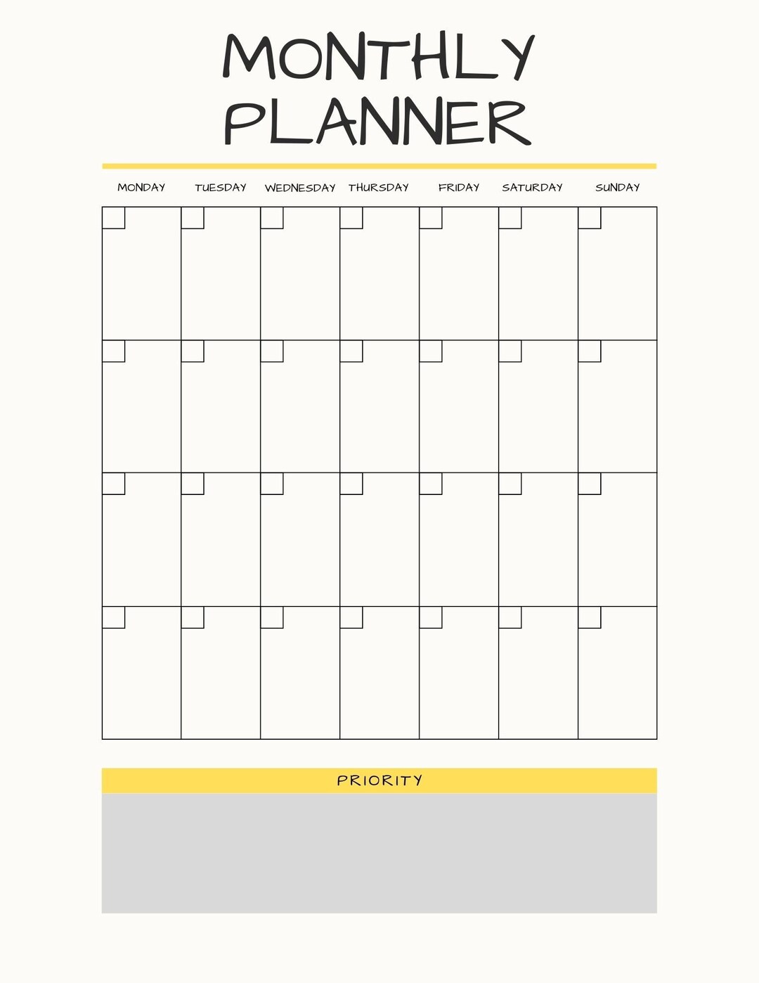 Monthly Planner (digital, Printable) - Etsy