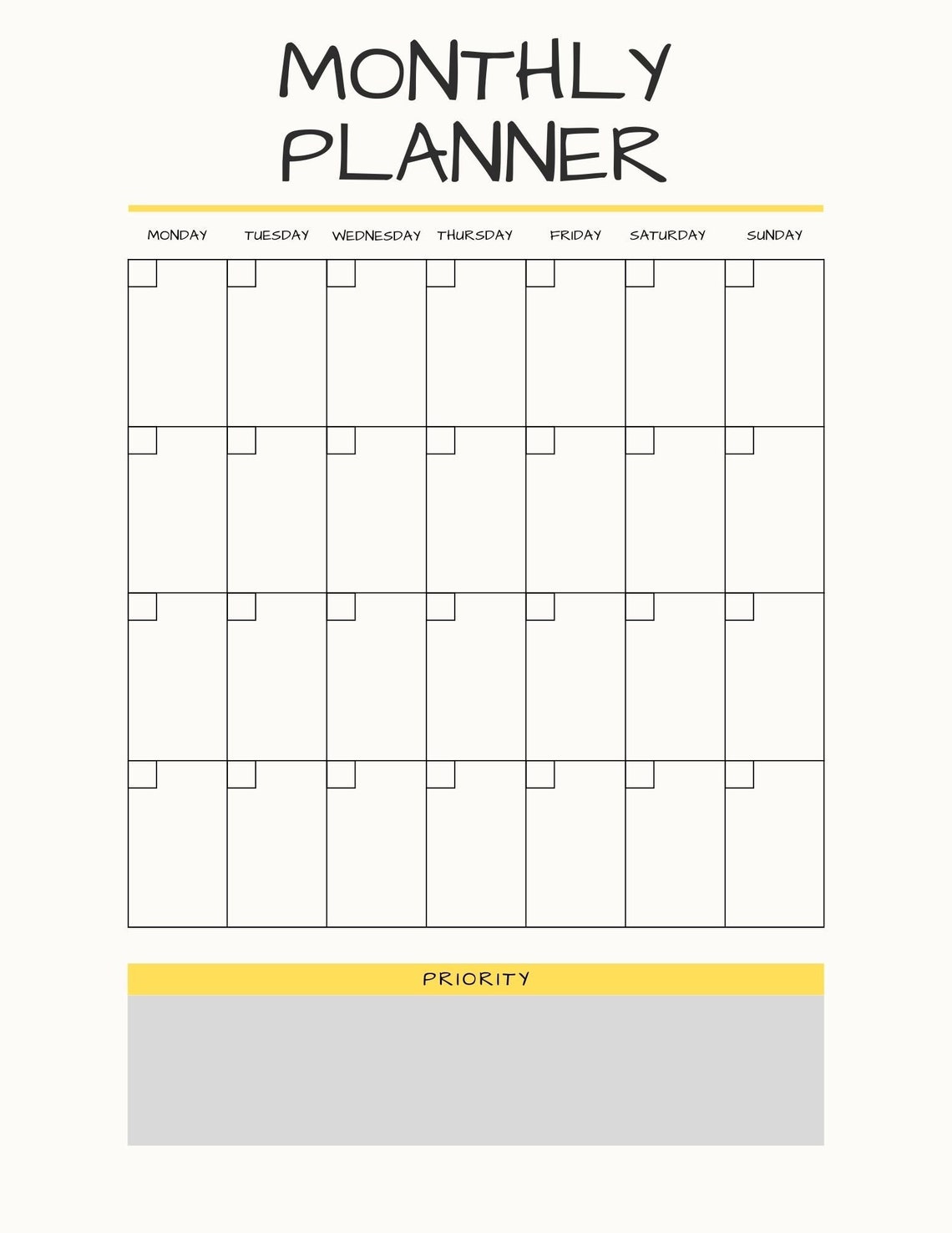 Monthly Planner (digital, Printable) - Etsy