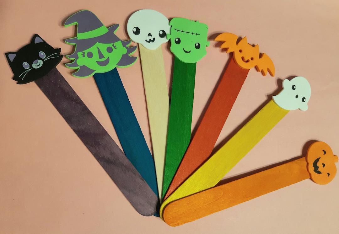 Halloween Popsicle Stick Puppets. Set Includes 7 Puppets. - Etsy