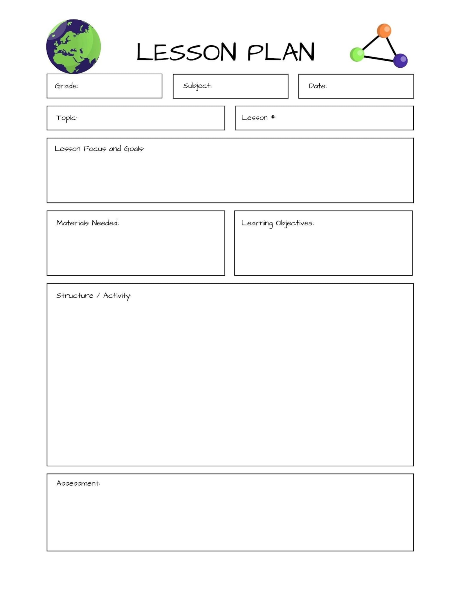 Lesson Plan Template ( Digital , Printable ) - Etsy Canada