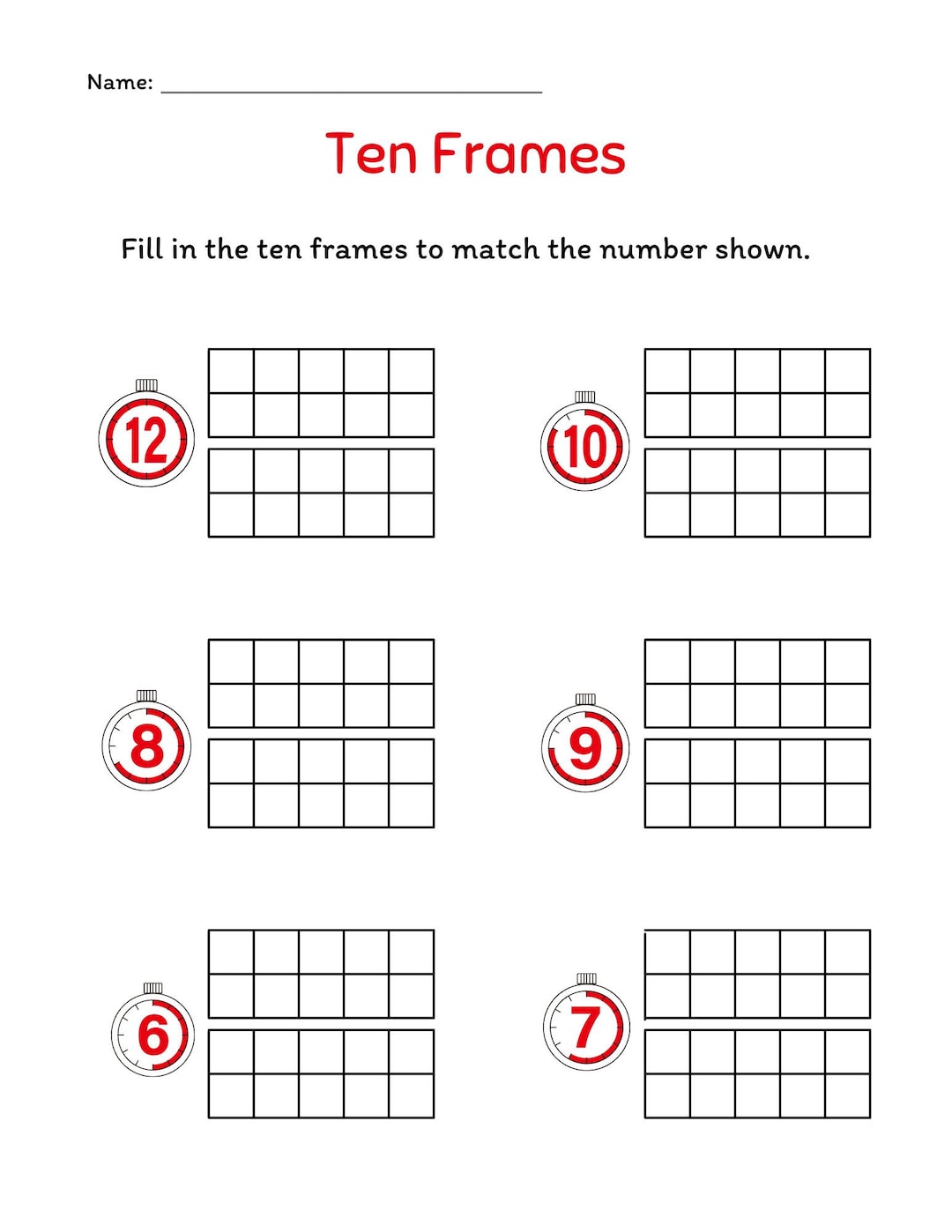 Ten Frames Activity ( Digital, Printable) - Etsy UK