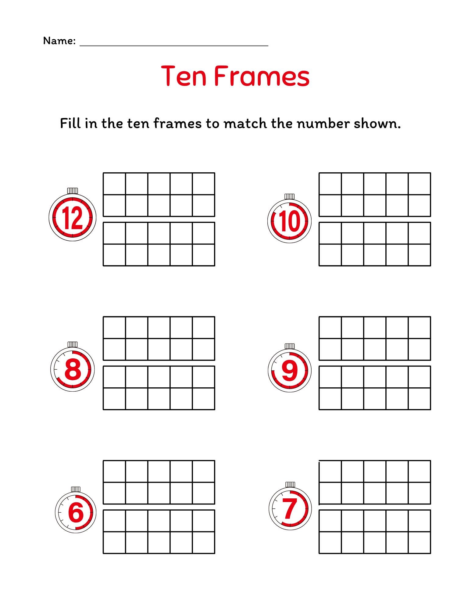 Ten Frames Activity ( Digital, Printable) - Etsy