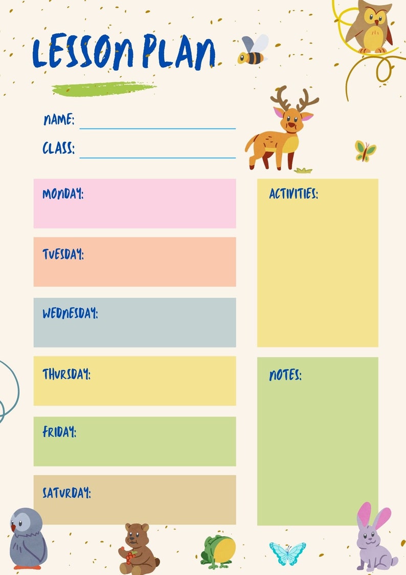 Lesson Template Bundle of 3 Digital Printable - Etsy