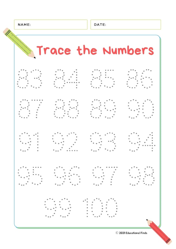 Tracing Numbers 1 100 Tracing Numbers 1 100 Your Home Teacher