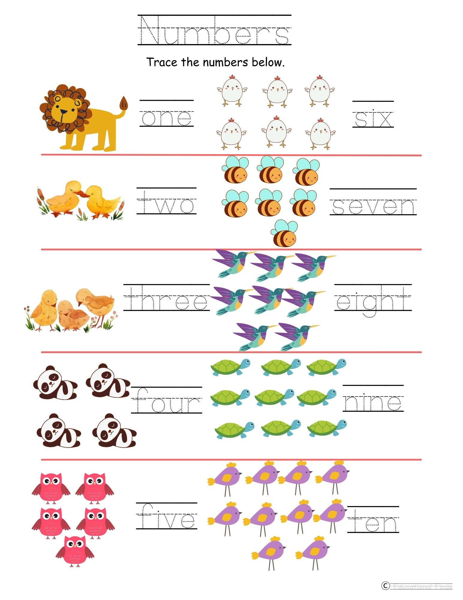 Handwritting Math Activity, Counting 1-10 ( Digital , Printable ) - Etsy